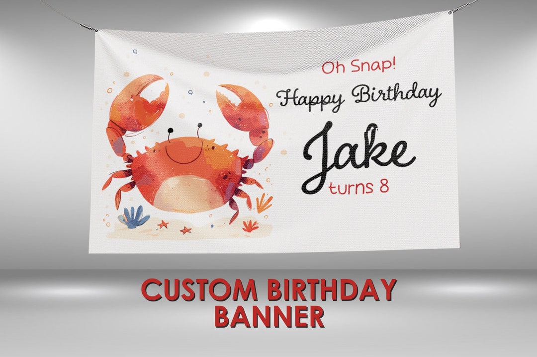 Crab Birthday Vinyl Banner, Under the Sea Decorations Party Banner ...