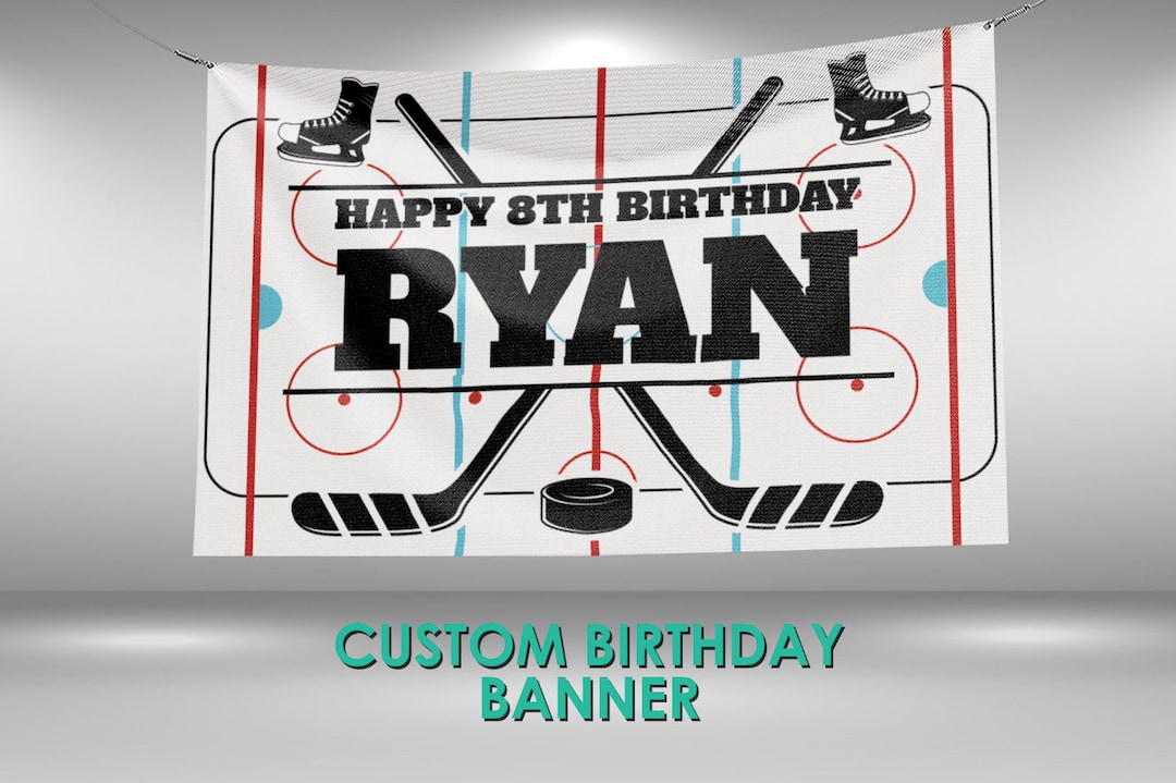 Hockey Birthday Banner Decoration, Hockey Party Banners, Personalized ...