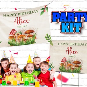 Mushroom Birthday Banner, Mushroom Party Decor, Mushroom Birthday Party ...