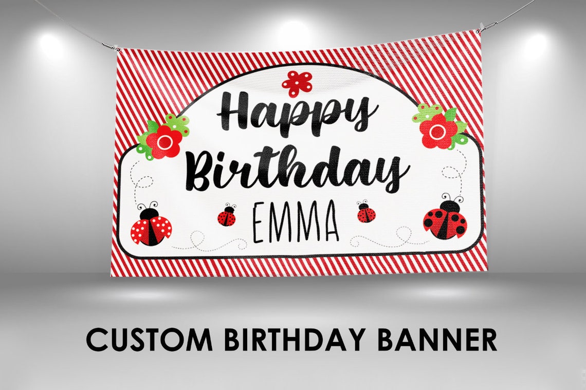 Ladybug Birthday Banner, Ladybug Party Decor, Custom Vinyl Banner ...