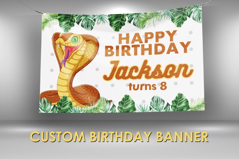 Snake Birthday Banner Reptile Party Theme Banner Custom - Etsy