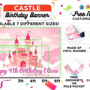 Castle Birthday Banner, Princess Party Decor, Custom Vinyl Banner ...