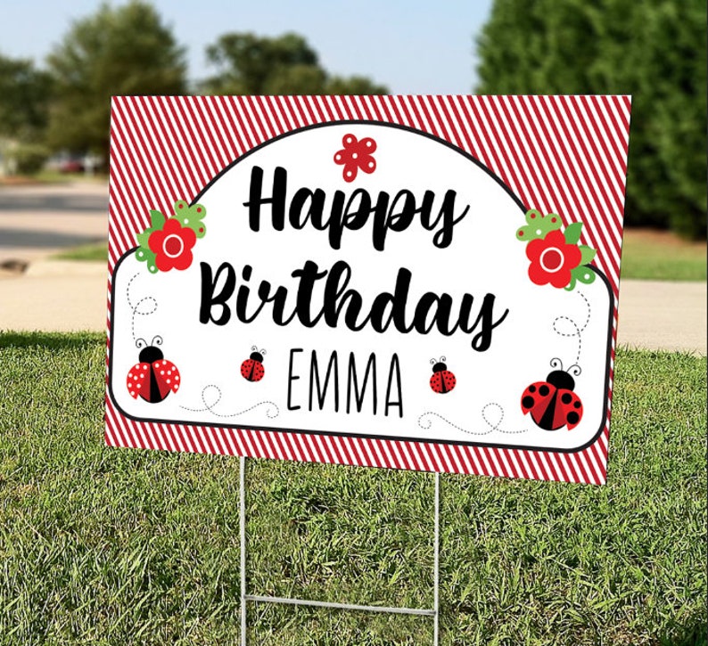 Ladybug Birthday Banner, Ladybug Party Decor, Custom Vinyl Banner ...