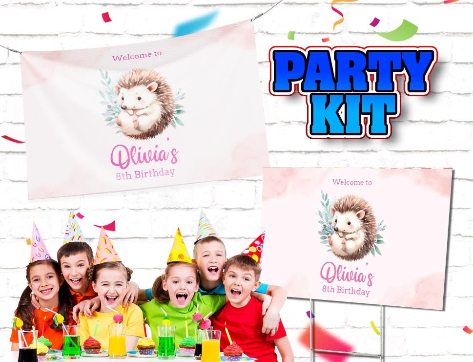 Hedgehog Birthday Banner, Hedgehog Party Custom Vinyl Banner, Hedgehog ...