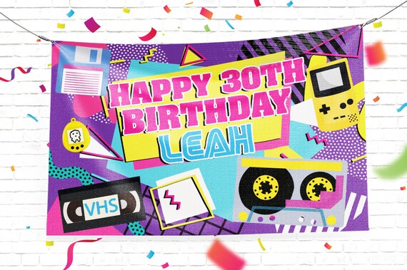 Super 90s Retro Party Banner Printed in Full Color | Etsy
