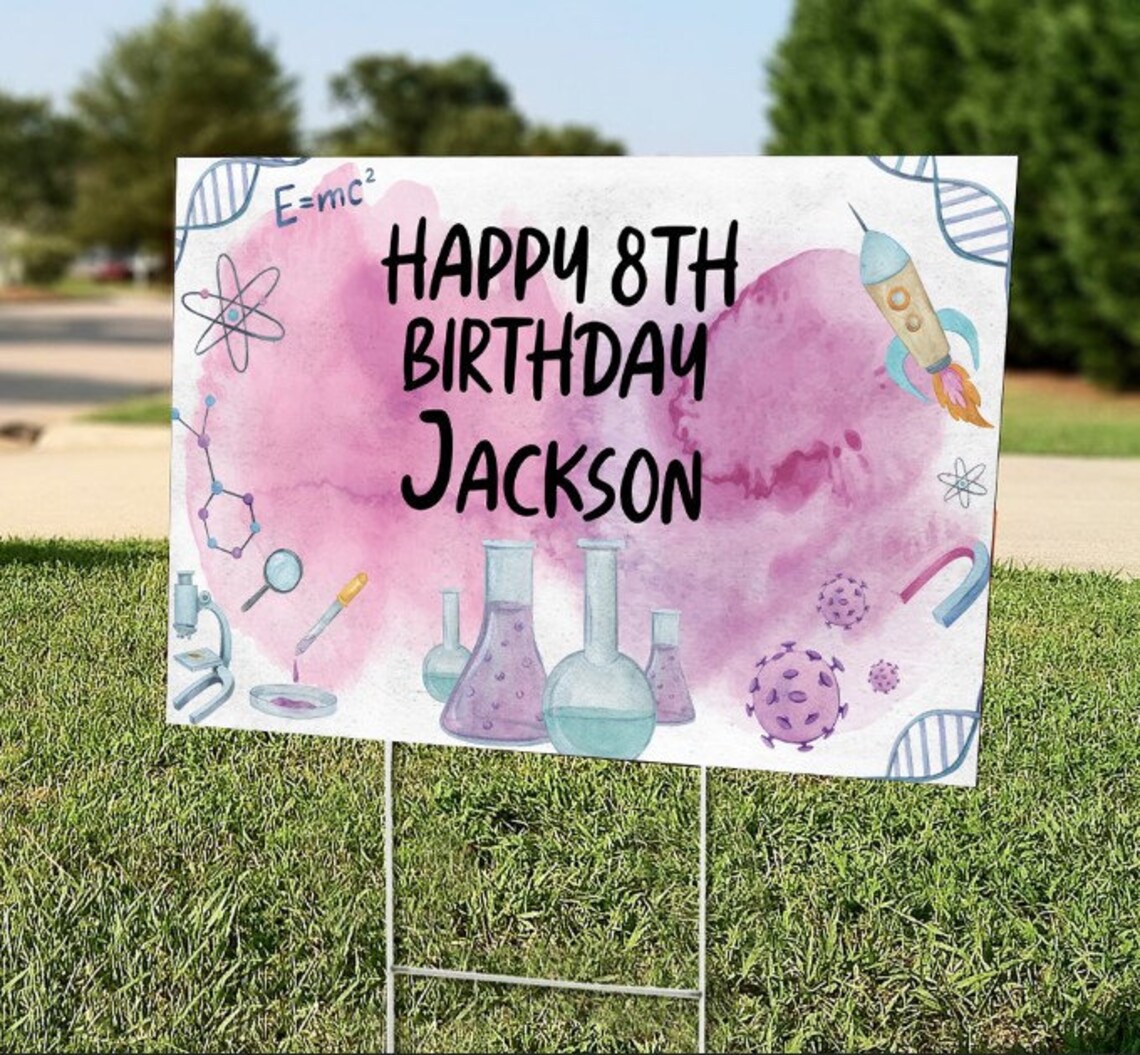 Science Birthday Banner, Science Birthday Party Banner, Science Theme ...
