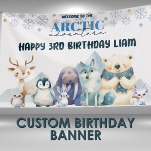 Arctic Birthday Banner, Arctic Party Decorations, Xmas Birthday Vinyl ...