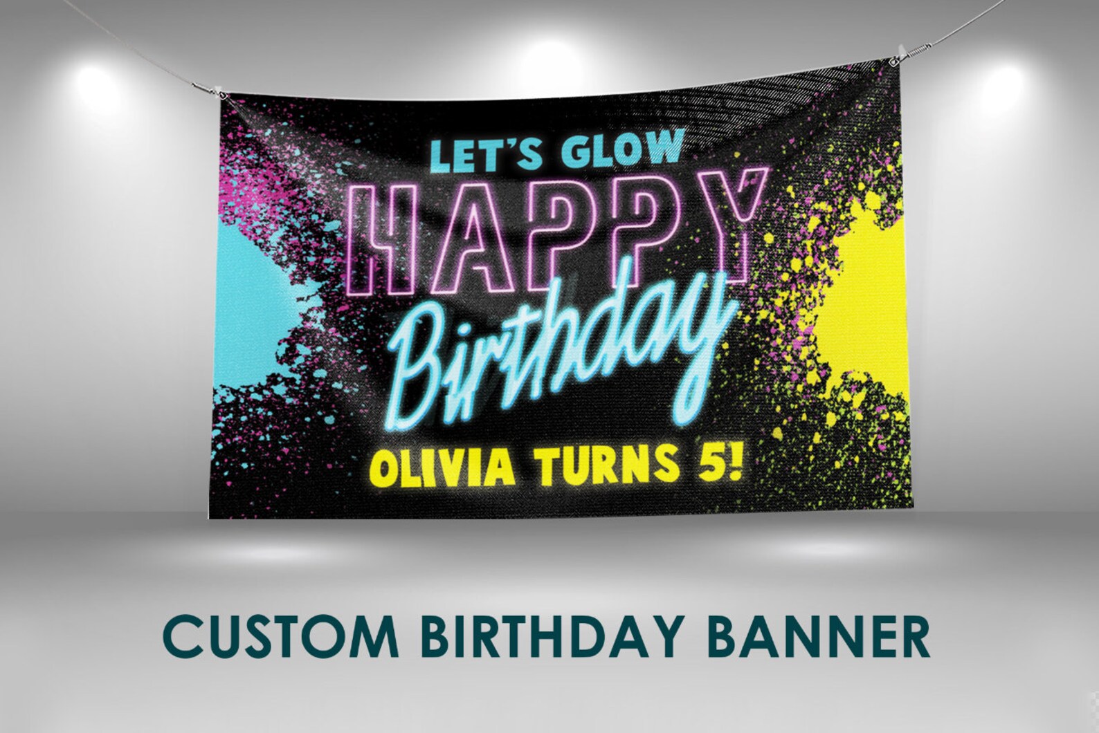 Glow Birthday Banner Neon Party Decor Custom Vinyl Banner - Etsy