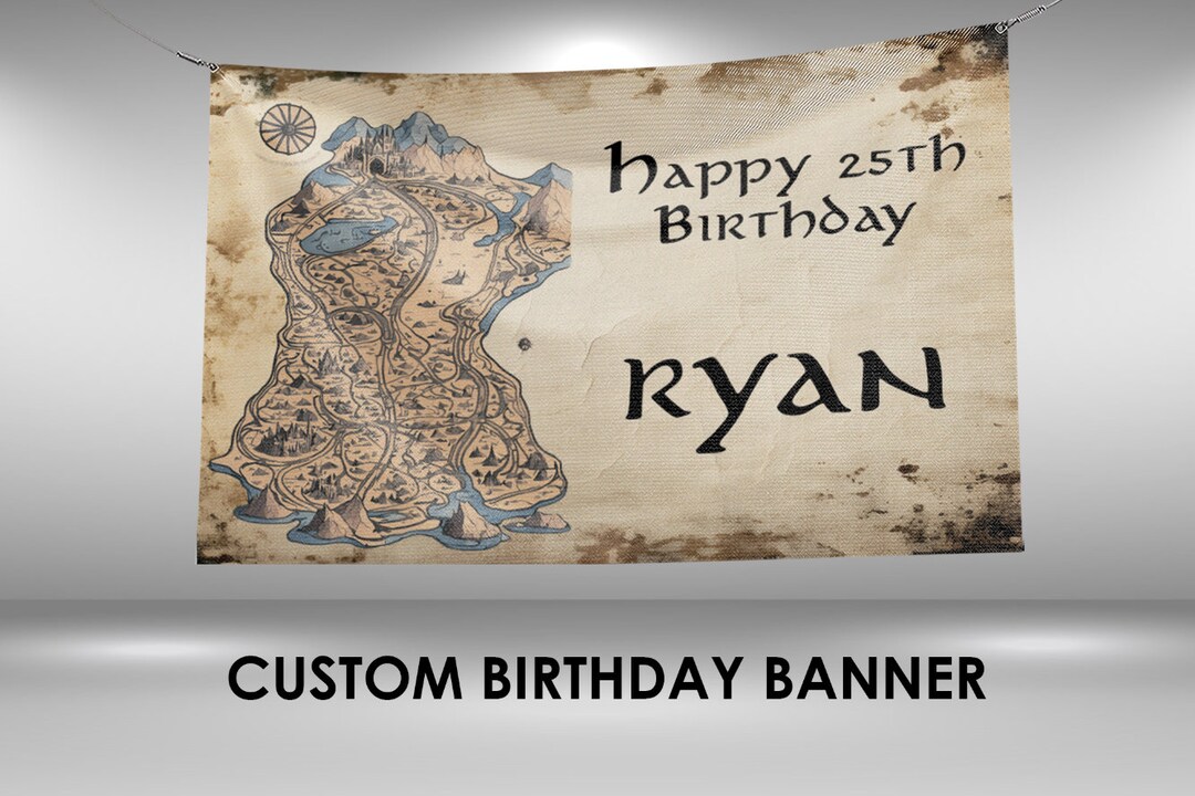 LOTR Birthday Vinyl Banner, Hobbit Inspiration Birthday Banner. LOTR ...
