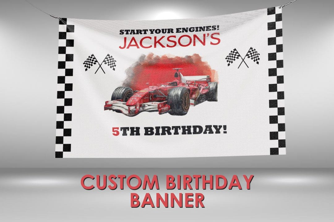 F1 Birthday Banner, F1 Party Custom Vinyl Banner, F1 Theme Party Banner ...