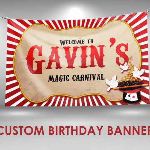 Magic Birthday Banner Circus Carnival Party Custom Vinyl - Etsy
