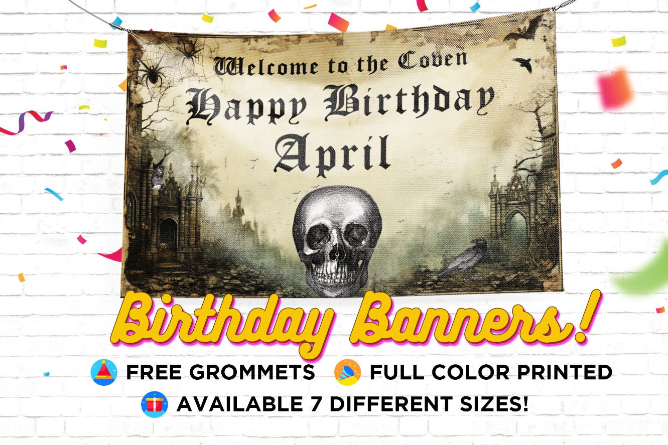 Gothic Birthday Banner, Gothic Party Decor, Vintage Gothic Party ...