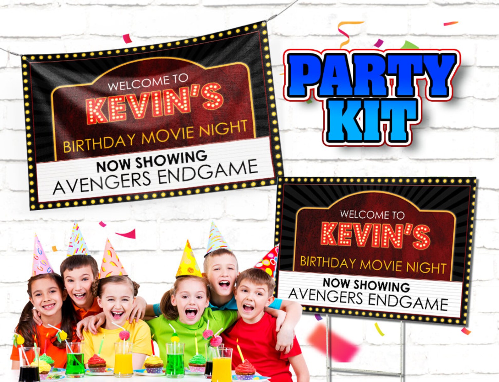 Movie Night Birthday Party Signs, Birthday Custom Sign, Vinyl Banner ...