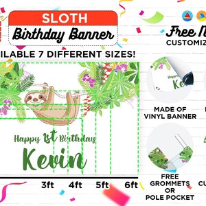 Sloth Birthday Banner, Sloth Party Decor, Custom Vinyl Banner ...