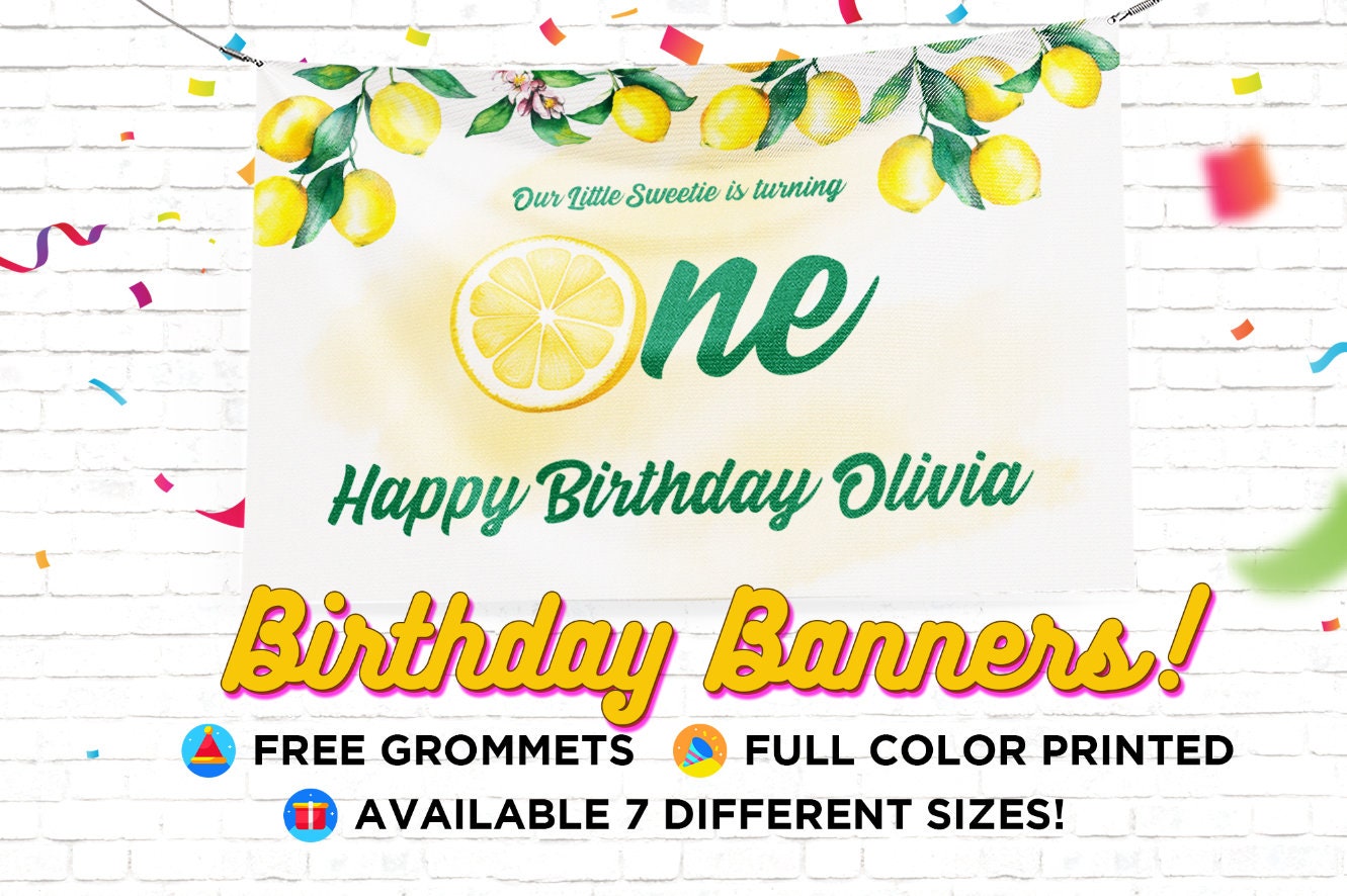 Lemon Birthday Banner, Lemon First Birthday Vinyl Banner, Lemon Theme ...