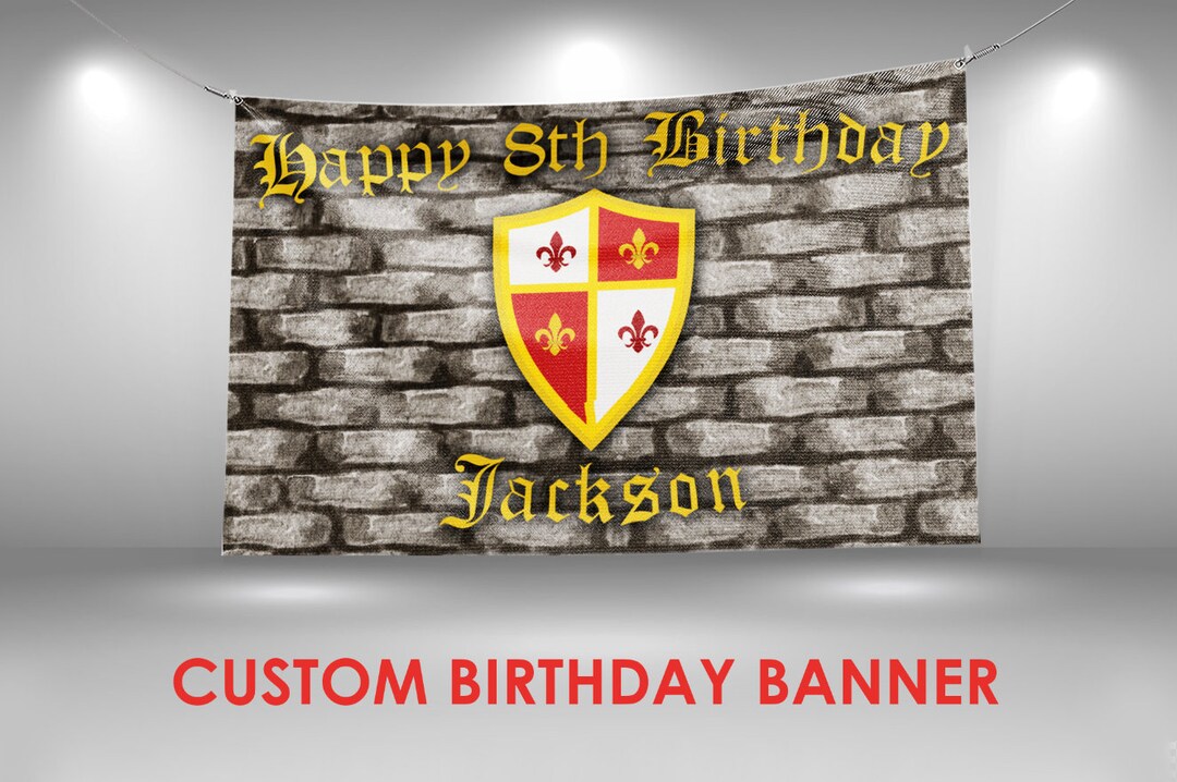 Medieval Knight Birthday Vinyl Banner, Knight Party Banner, Knight ...