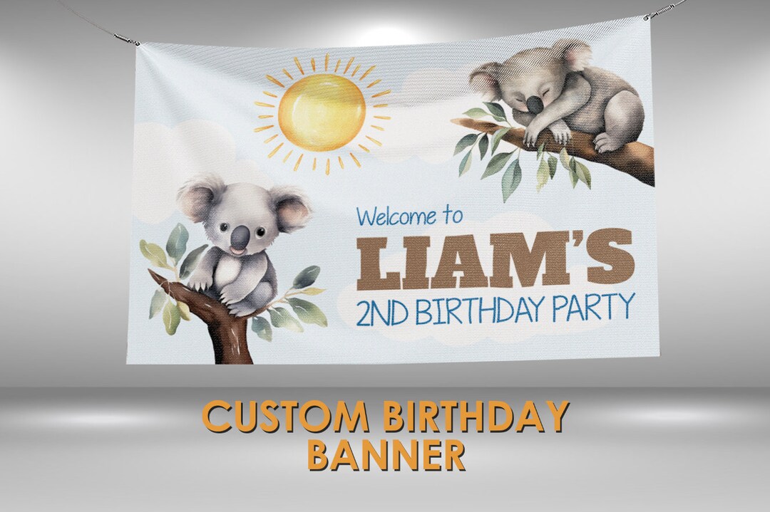 Koala Birthday Banner, Koala Party Decor, Custom Vinyl Banner ...