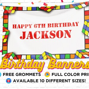 Rubik Birthday Vinyl Banner, Rubik Cube Decorations Birthday Party ...