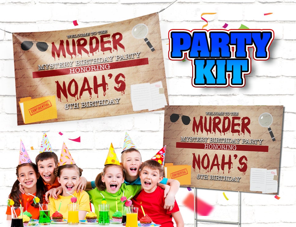 Mystery Birthday Banner, Murder Mystery Party Decor, Custom Vinyl ...