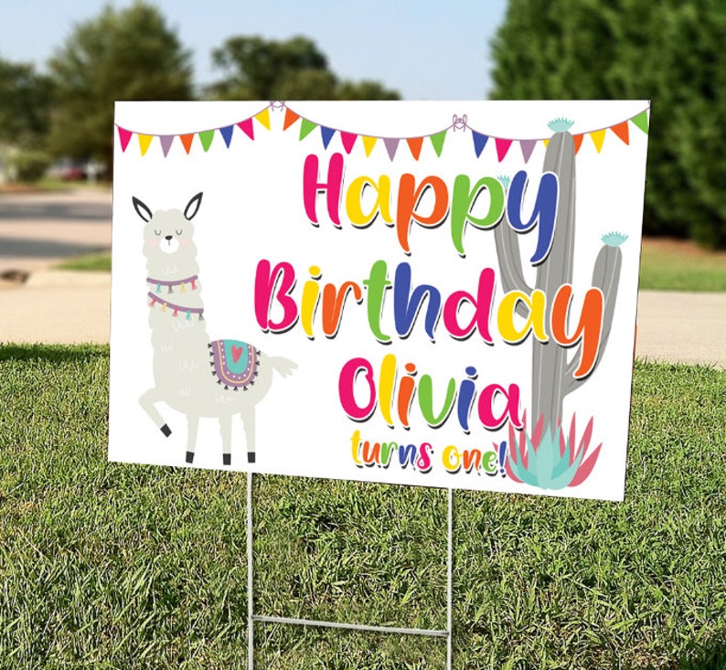 Llama Happy Birthday Banner, Backdrop Party Decor, Custom Vinyl Banner ...