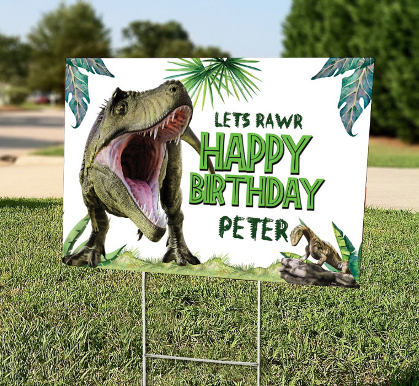 Dinosaur Birthday Banner Printed in Full Color Dinosaur | Etsy