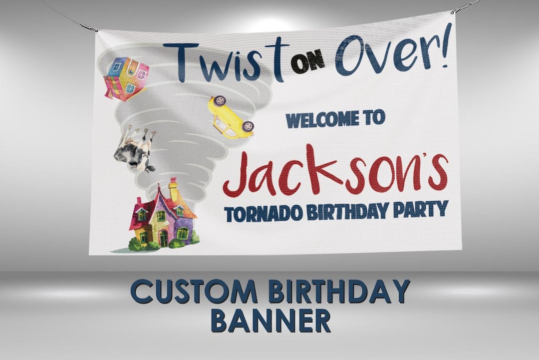 Tornado Birthday Banner, Tornado 2nd Birthday Party Decorations ...