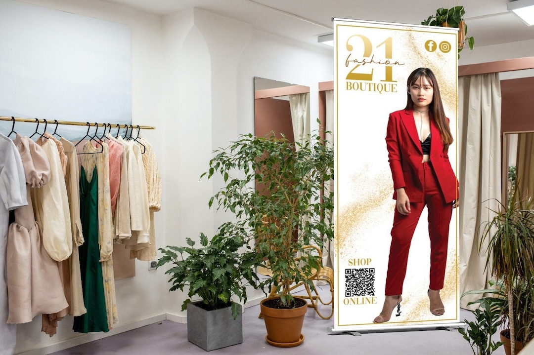 Retractable Banner Boutique Sign, Fashion Cloth Banner, Custom Business ...