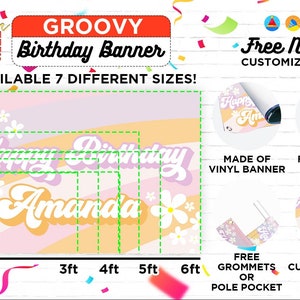 Groovy Birthday Banner, Groovy Personalized Vinyl Banner, Groovy Party ...