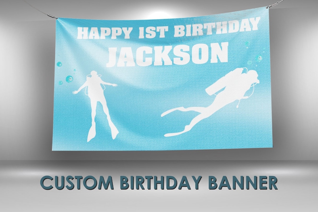 Scuba Diver Birthday Banner, Scuba Diver Party Decor, Scuba Vinyl ...