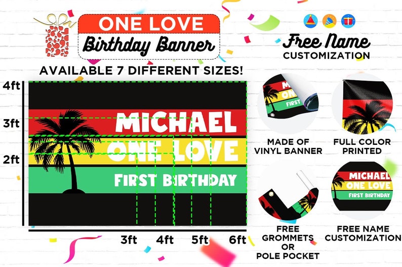 One Love 1st Birthday Banner Reggae Party Birthday Banner - Etsy