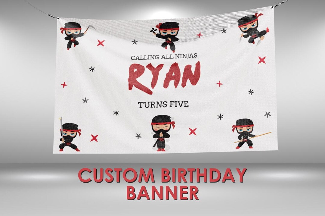 Ninja Birthday Banner, Ninja Decorations Party Banner, Ninja Vinyl ...