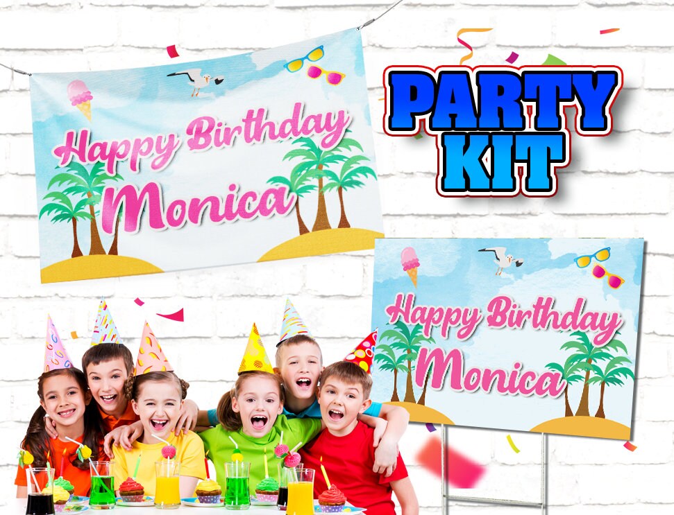Summer Birthday Banner Summer Party Decor Personalized Name - Etsy
