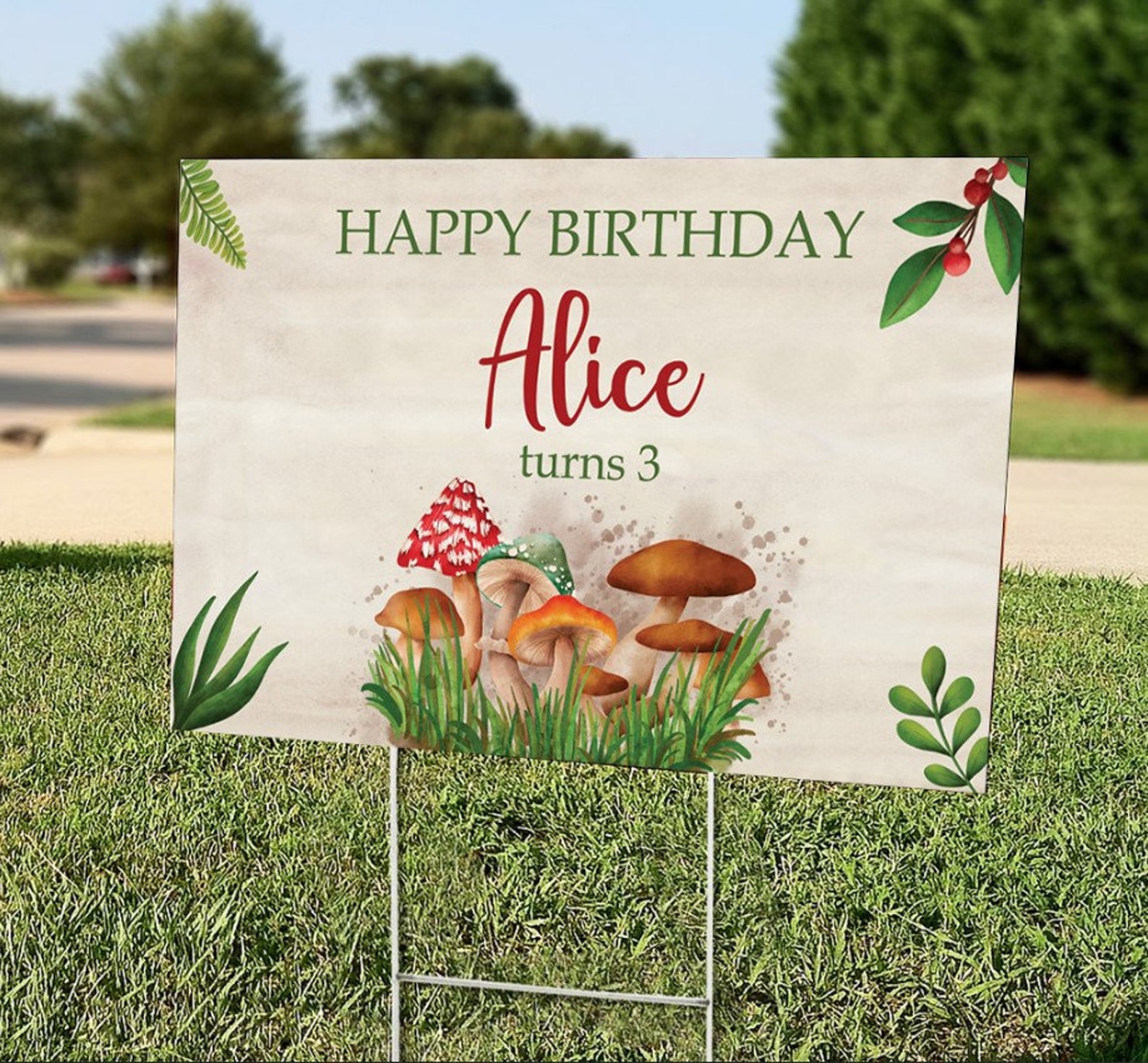 Mushroom Birthday Banner, Mushroom Party Decor, Mushroom Birthday Party ...