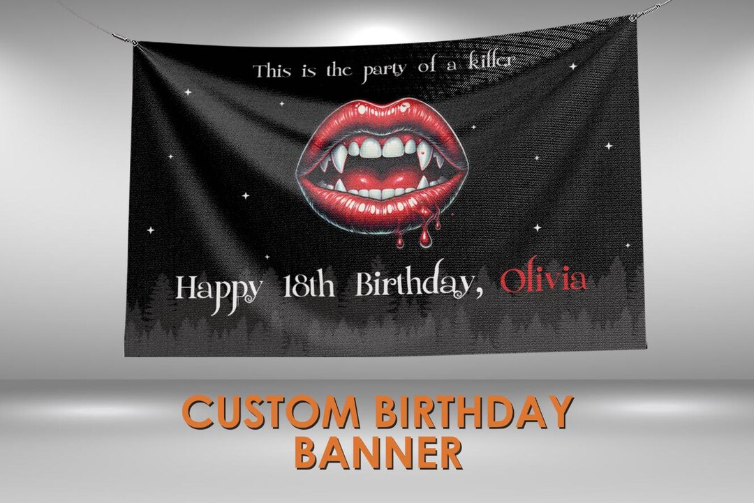 Vampire Birthday Banner, Vampire Party Custom Vinyl Banner, Vampire ...