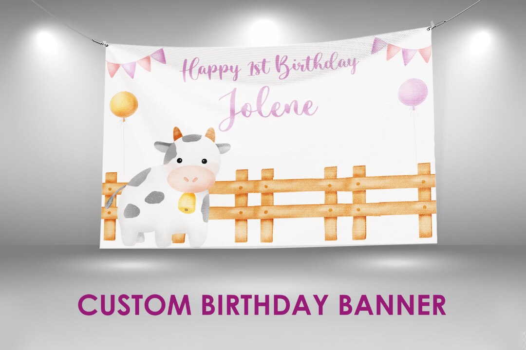 Cowgirl Birthday Banner, Cow Print Banner, Printable Party Banner, Pink ...