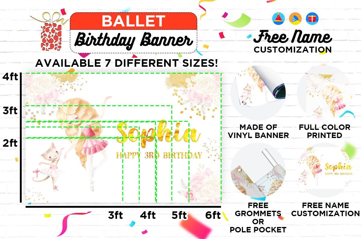Ballet Birthday Banner Ballet Party Decor Custom Vinyl - Etsy