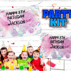 Science Birthday Banner, Science Birthday Party Banner, Science Theme ...