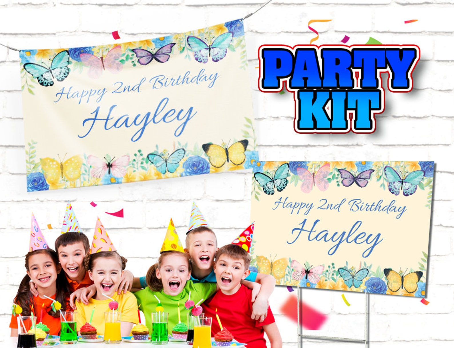 Butterfly Birthday Banner Butterfly Party Decor Custom Vinyl - Etsy