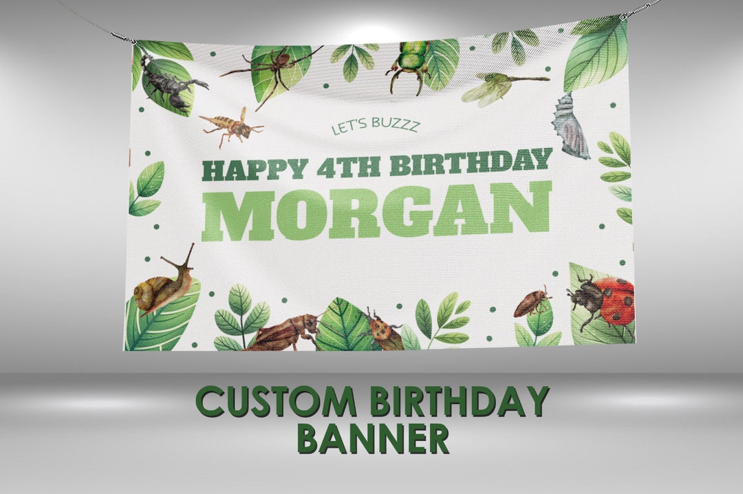 Bugs Birthday Banner, Let's Buzz Party Decorations Vinyl Banner ...