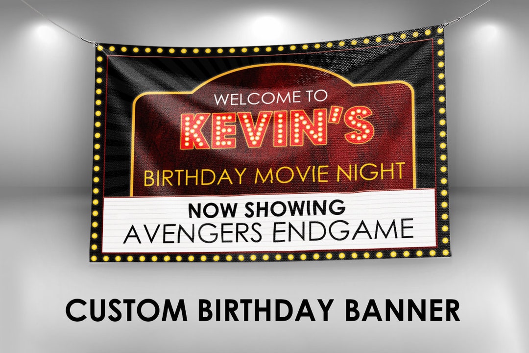 Movie Night Birthday Party Signs, Birthday Custom Sign, Vinyl Banner ...