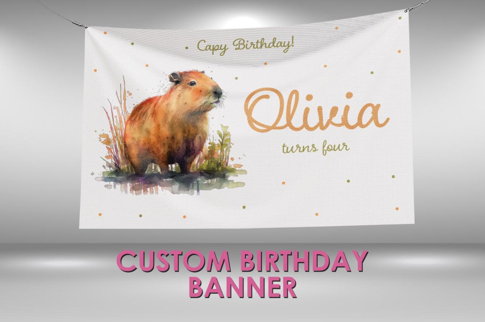 Capybara Birthday Banner, Capybara Party Custom Vinyl Banner, Capybara ...