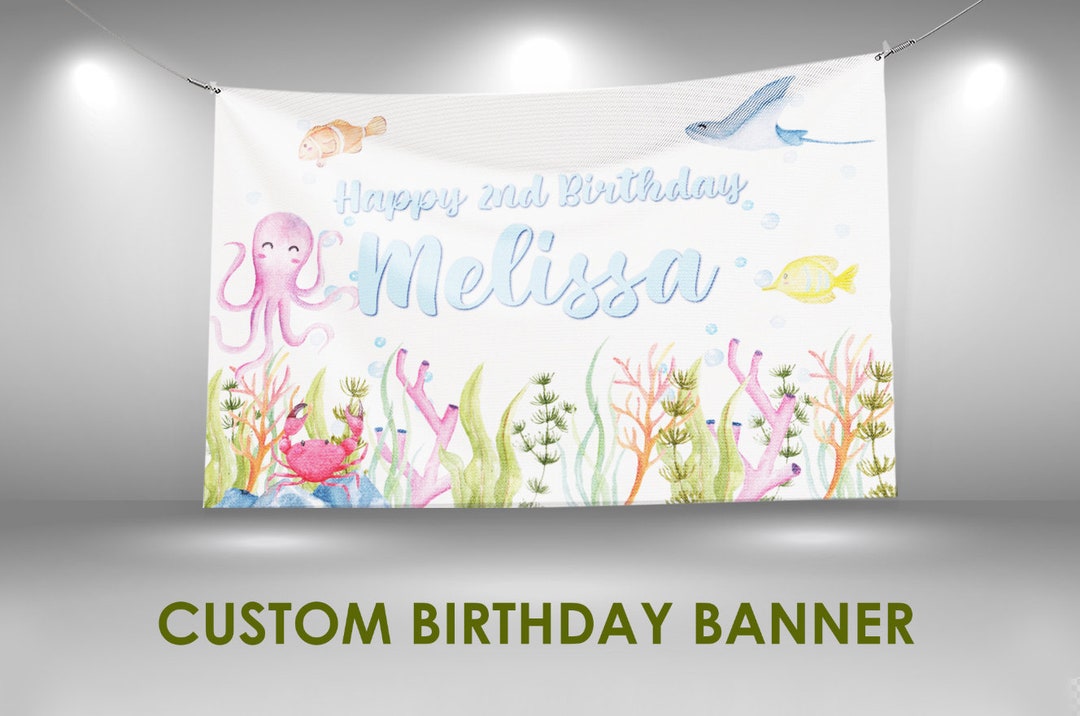 Under the Sea Birthday Banner, Under Water Party Decor, Custom Vinyl ...
