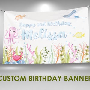 Under the Sea Birthday Banner, Under Water Party Decor, Custom Vinyl ...