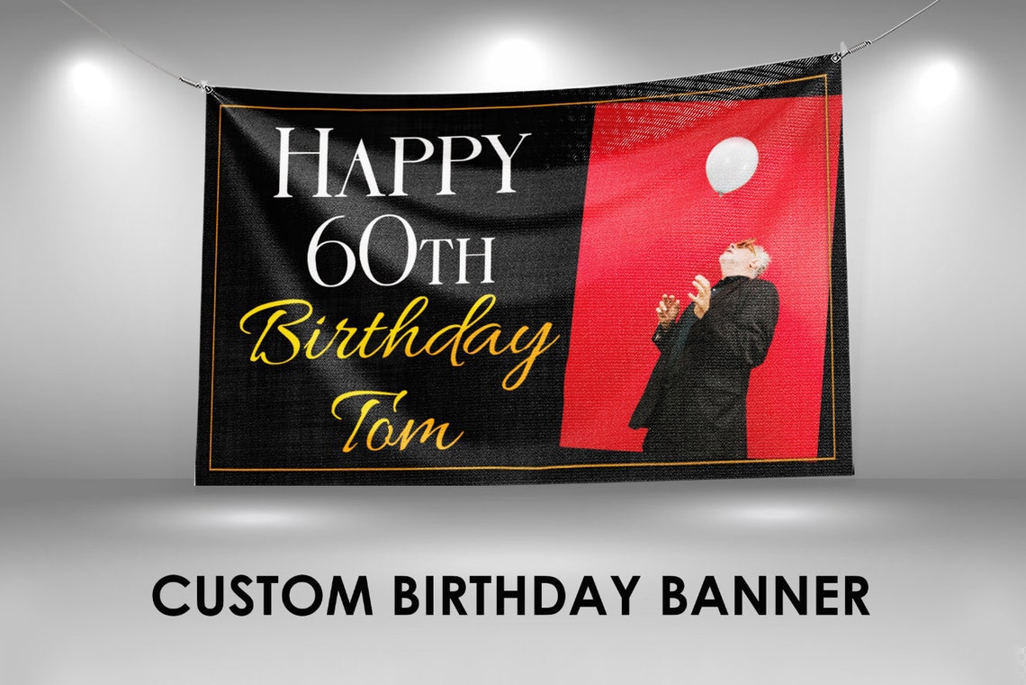 60th Birthday Banner, 60th Backdrop Decor, Custom Vinyl Banner ...