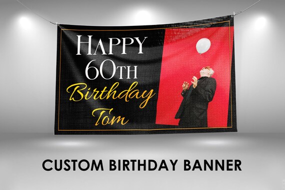 60th Birthday Banner 60th Backdrop Decor Custom Vinyl - Etsy