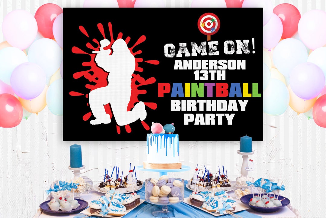 Paintball Birthday Banner, Paintball Party, Personalize Vinyl Banner ...