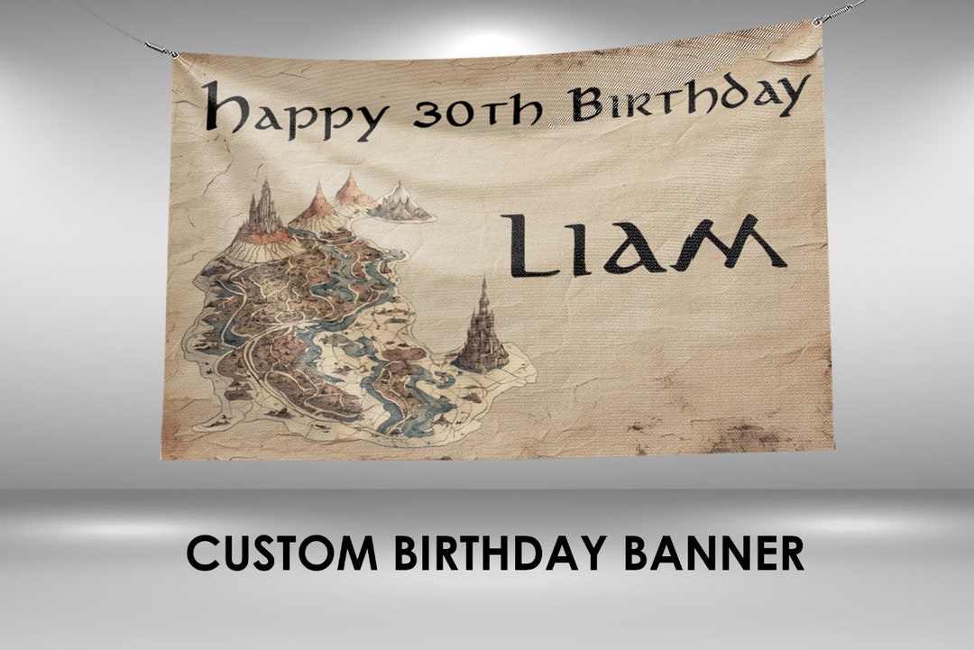 LOTR Birthday Vinyl Banner, Hobbit Inspiration Birthday Banner, LOTR ...
