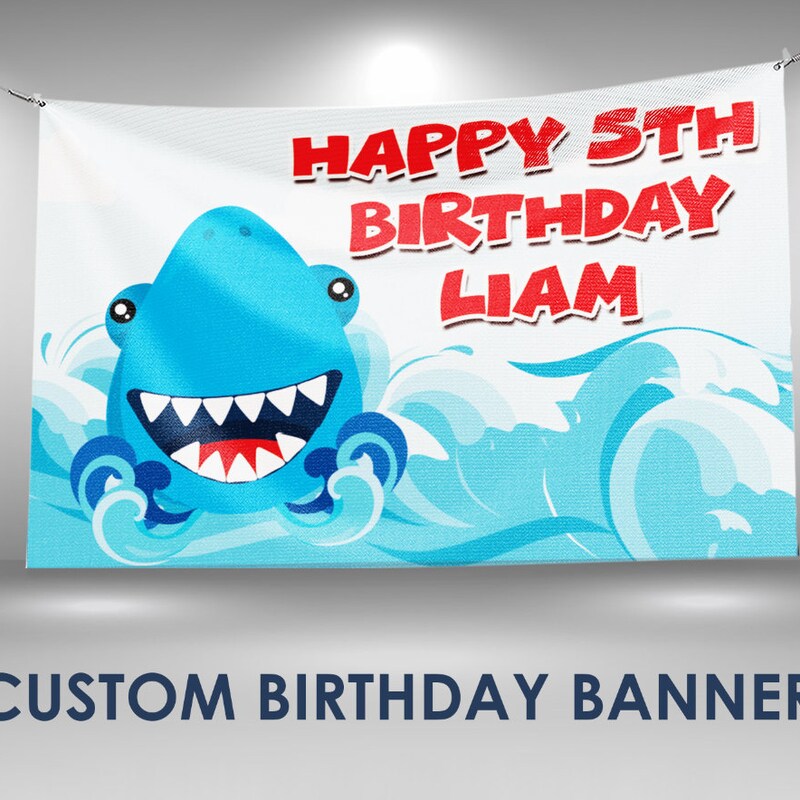 Shark Birthday Banner - Etsy