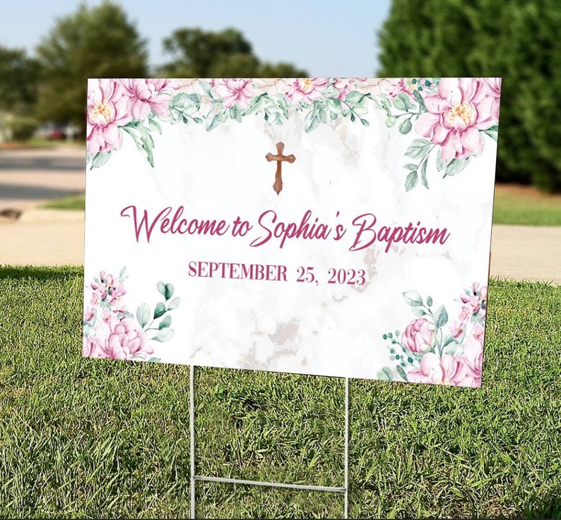 Baptism Banner Baptism Sign Girl Vinyl Banner Baptism - Etsy