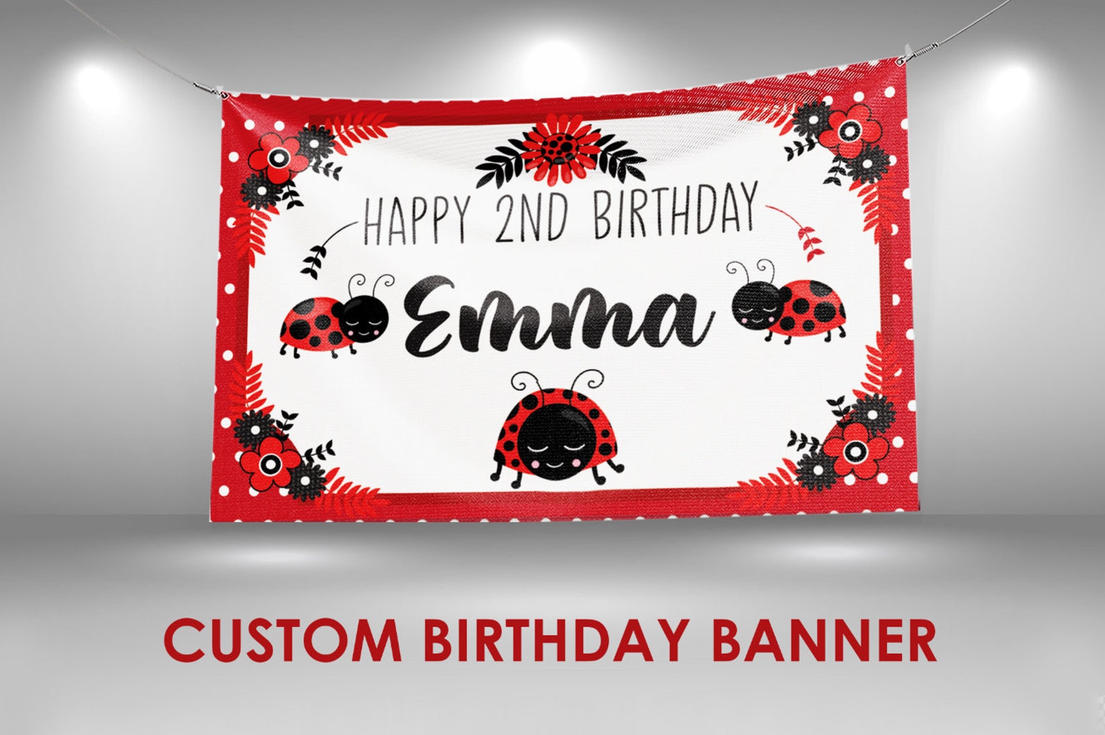 Ladybug Birthday Banner, Ladybug Party Decor, Custom Vinyl Banner ...